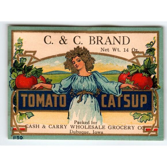 Vintage Label | Other | Cc Brand Tomato Catsup Lovely Lady Label 91s ...